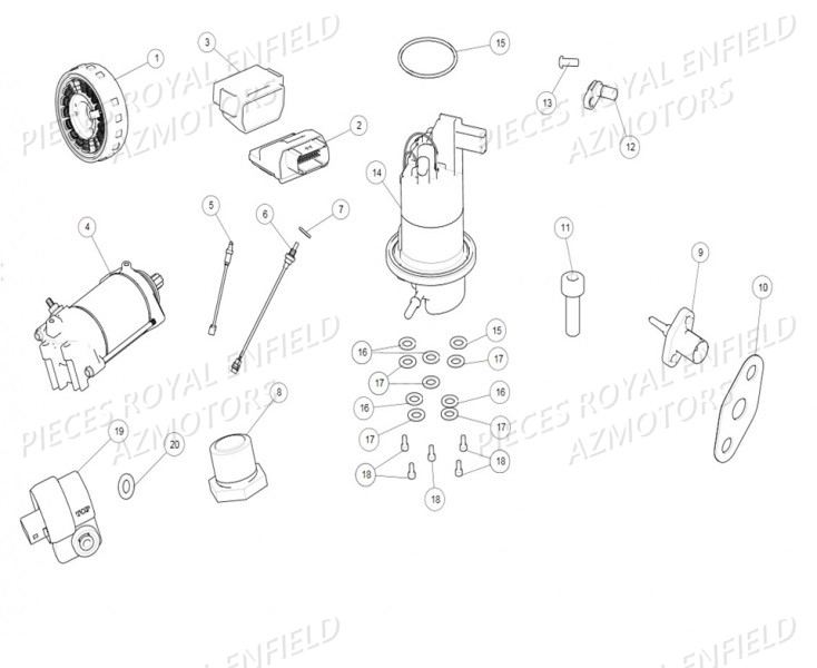 Pieces ROYAL ENFIELD Bullet STANDARD 500 Euro4 BLACK/FOREST GREEN/MARSH ...